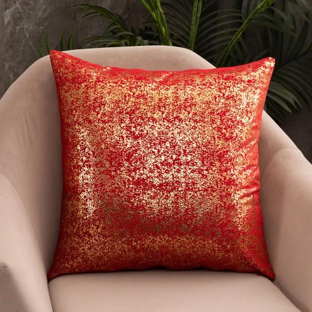 Luxusní povlak na polštář se zlatým potiskem (50x50 cm) Barva: Červená