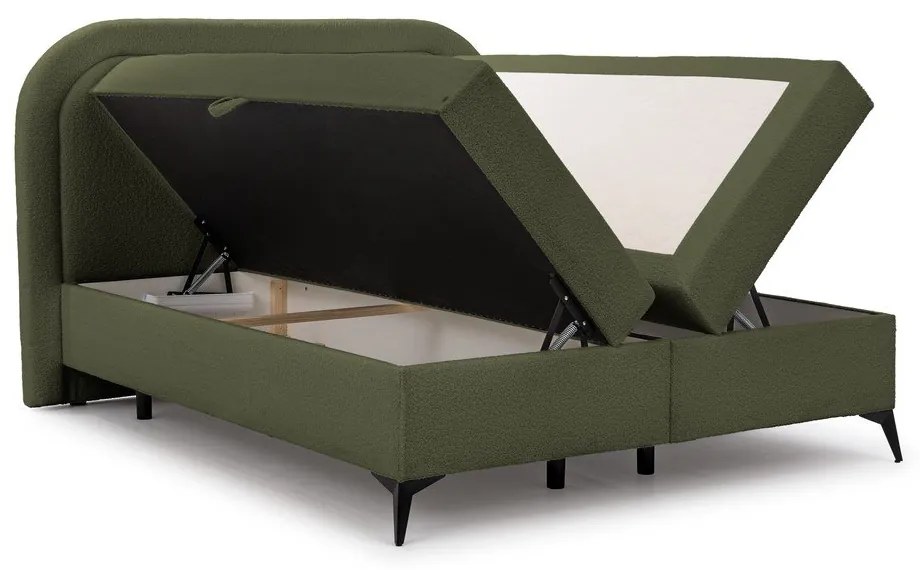 Zelená boxspring postel s úložným prostorem 160x200 cm Ornes – Ropez