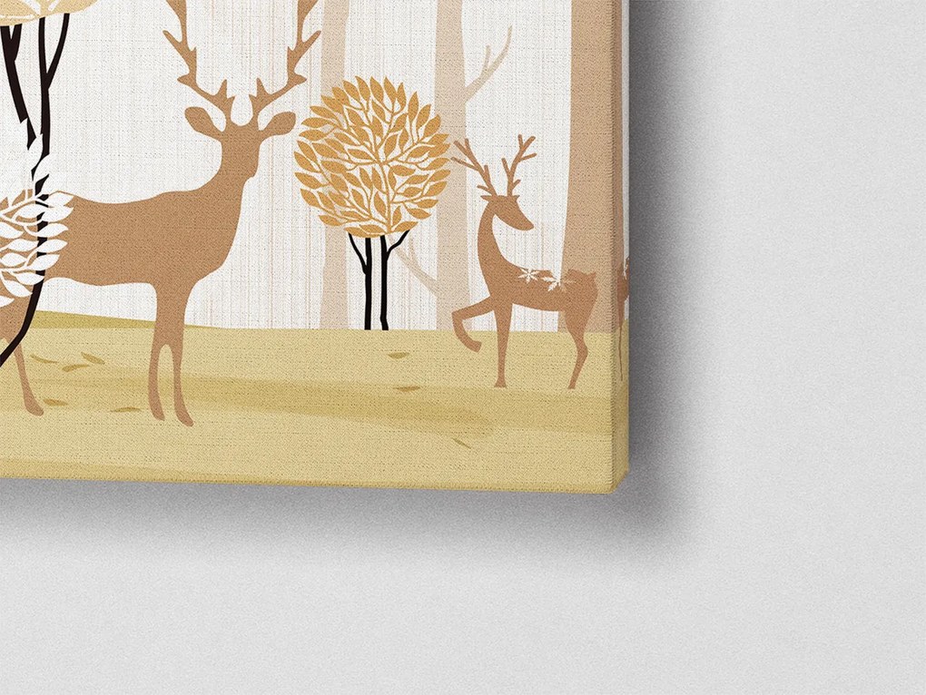 Liox Abstraktní obraz jeleni a stromy Rozměr: 150 x 100 cm