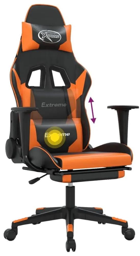 Petromila Masážní herní židle s podnožkou černá a oranžová umělá kůže