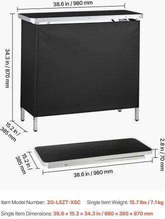Skládací přenosný barový stůl, 980 × 385 × 870 mm VEVOR