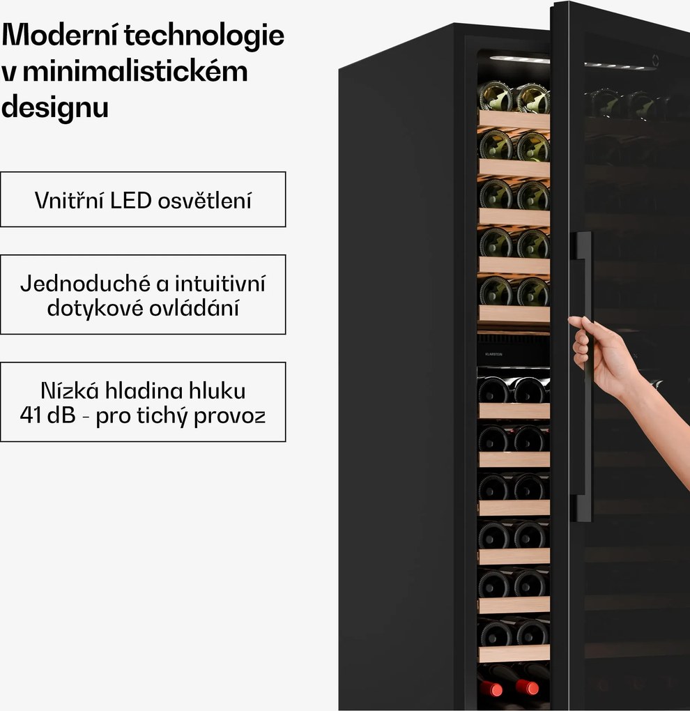 Klarstein Velaire vestavná vinotéka | Moderní, elegantní | Ochrana proti UV | Dvě zóny | 122 lahví