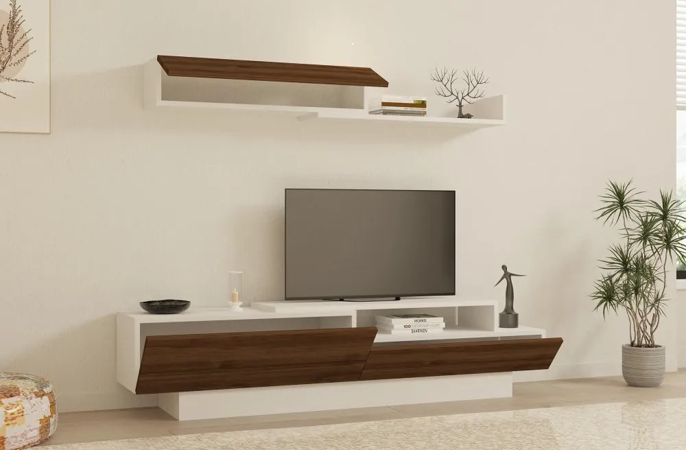 TV stěna / Sestava pod TV Elda - White, Walnut