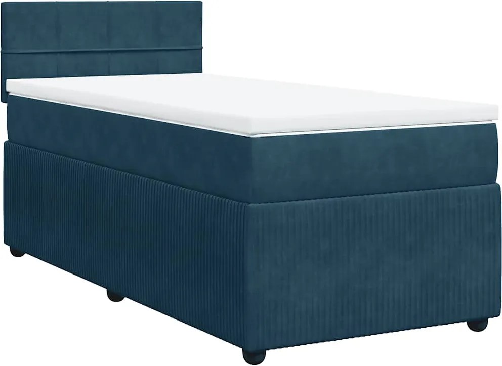 Box spring postel s matrací modrá 90 x 200 cm samet 3289954