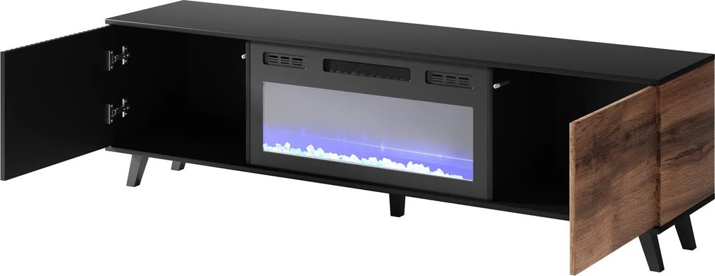 TV stolek Random 180 cm s krbem dub wotan/černý