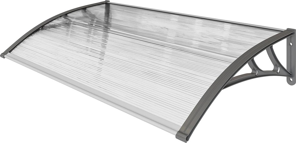 Outsunny Průhledný polykarbonátový slunečník 110x60 cm pro dveře a okna proti slunci a dešti s podpěrou z PP plastu | Aosom
