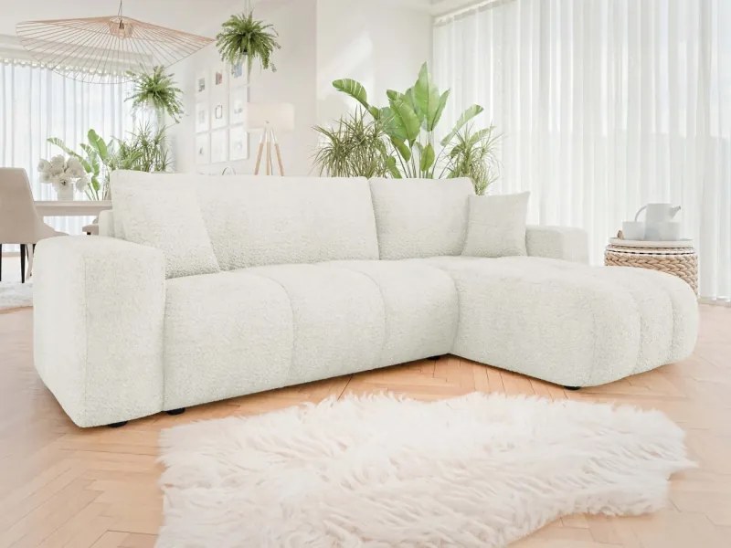 Rohová rozkládací sedačka Larow Boucle, Potah: Coral 55