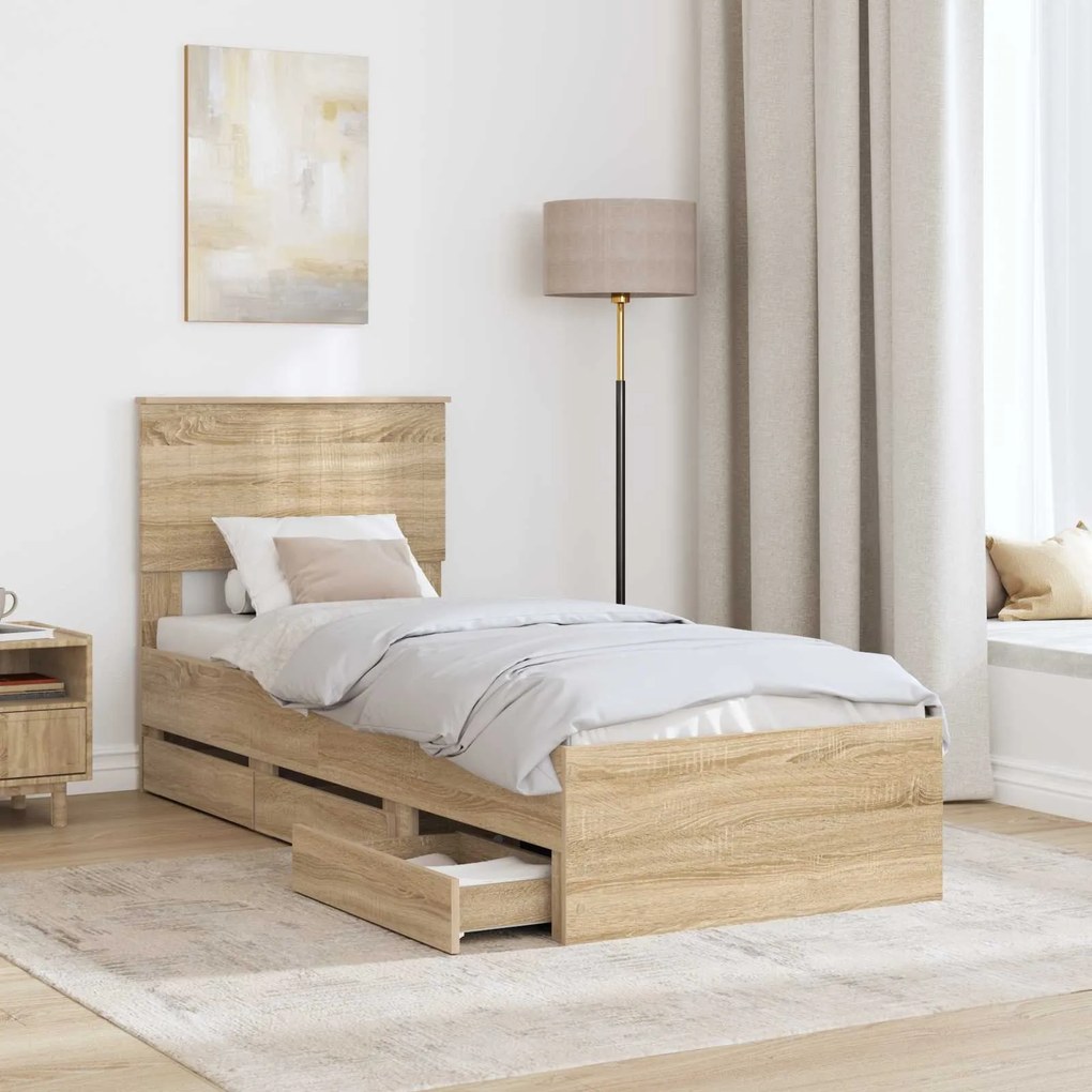 Rám postele se zásuvkou Sonoma dub 75 x 190 cm Inženýrské dřevo 3410758