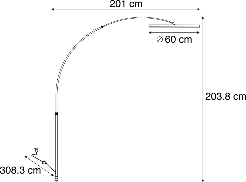 Designová oblouková stojací lampa černá vč. LED 3-stupňové stmívání - Anello
