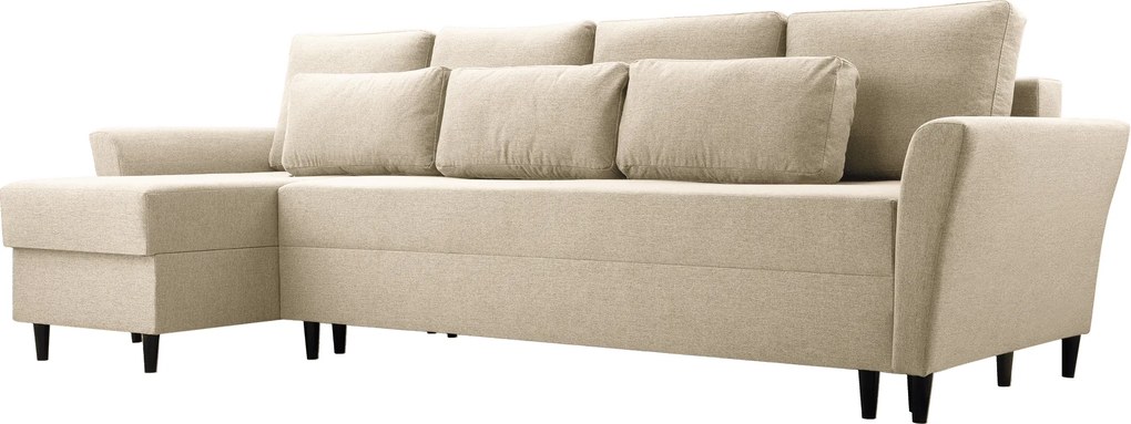 Rohová rozkládací sedací souprava do L REGO, 281 cm, s úložným prostorem Roh pohovky: Pravý roh, Barva látky: Perlová (Kenya Pearl)