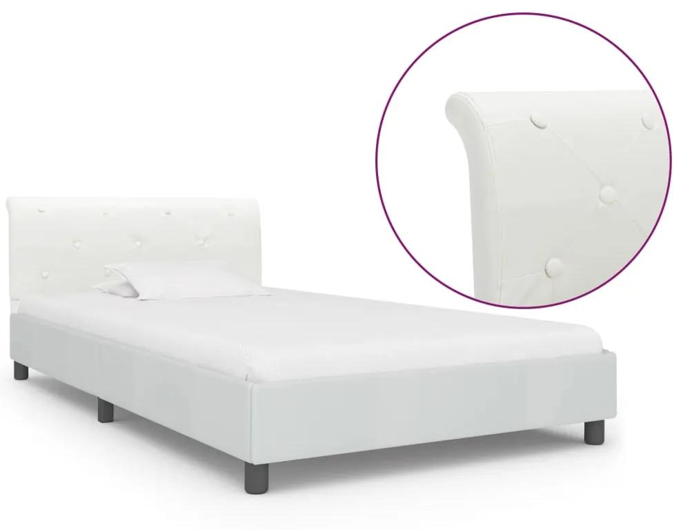 284870 vidaXL Rám postele bílý umělá kůže 90 x 200 cm