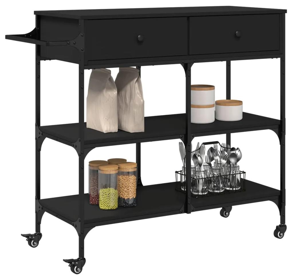 Kuchyňský vozík černý 105 x 42 x 95 cm kompozitní dřevo,  842376