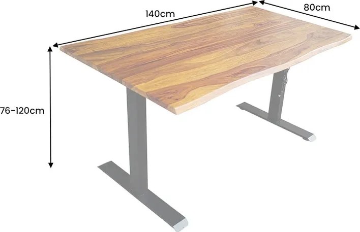 Výškově nastavitelný psací stůl Massive 140 cm sheesham
