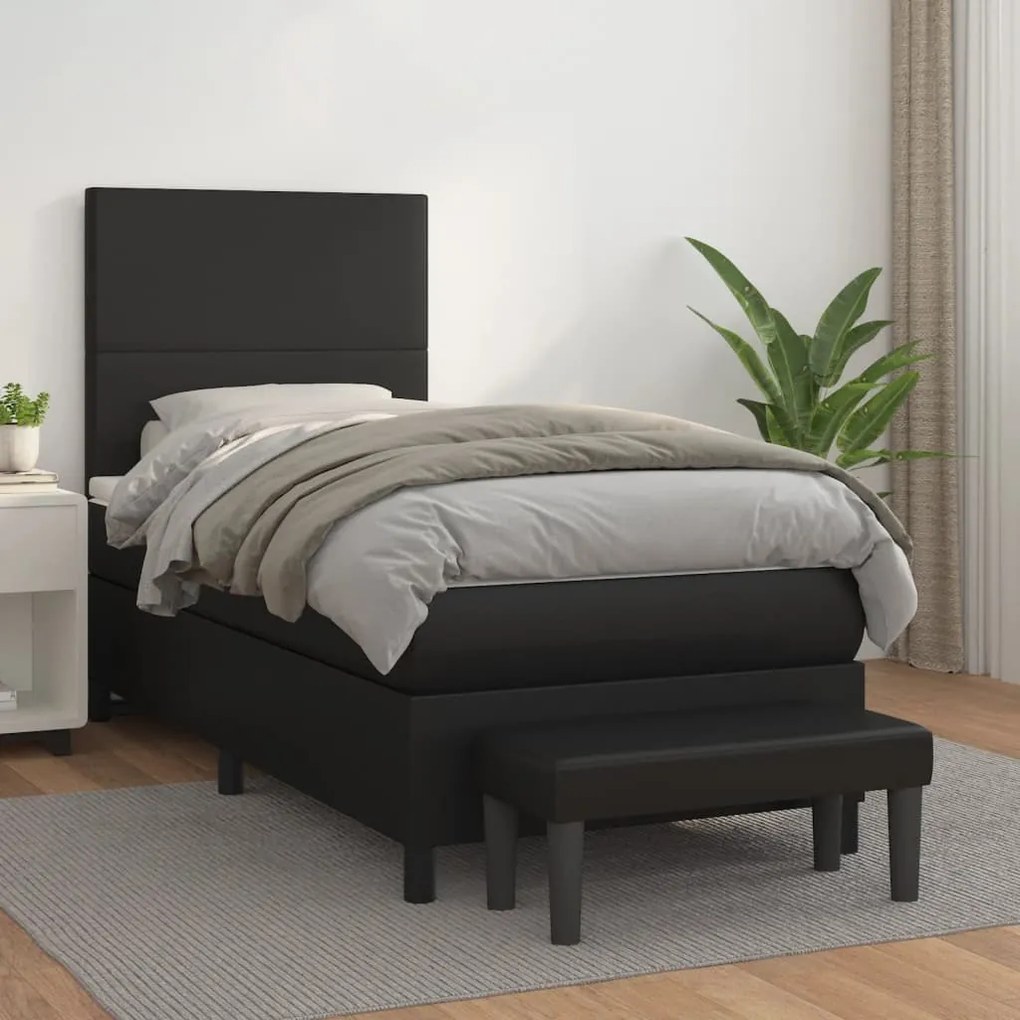 Box spring postel s matrací černá 90x190 cm umělá kůže 3137515