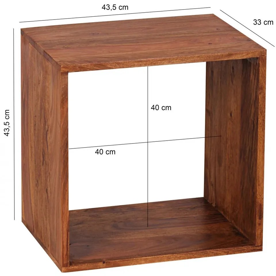 Bruxxi Odkládací stolek Mumbai cube, 43,5 cm, masiv Sheesham