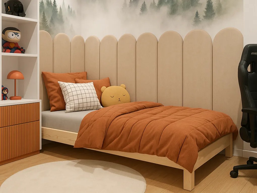 Nástěnný čalouněný panel VELVET ve tvaru oblouku Zvolte barvu: Žlutá, Zvolte rozměr: 30x60 cm, Uchycení na zeď: Se samolepícím suchým zipem