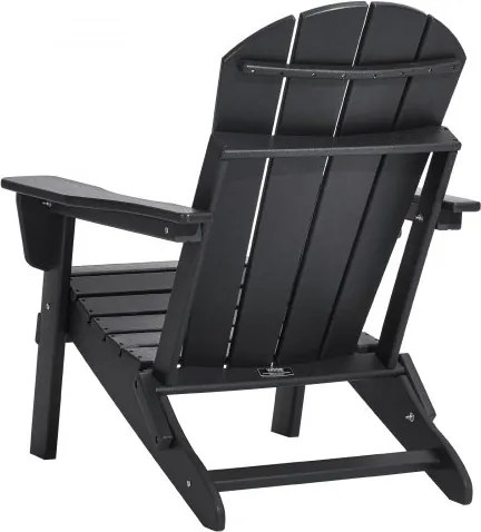 Plastová sada 2 skládacích židlí Adirondack Ohniště Černá do každého počasí