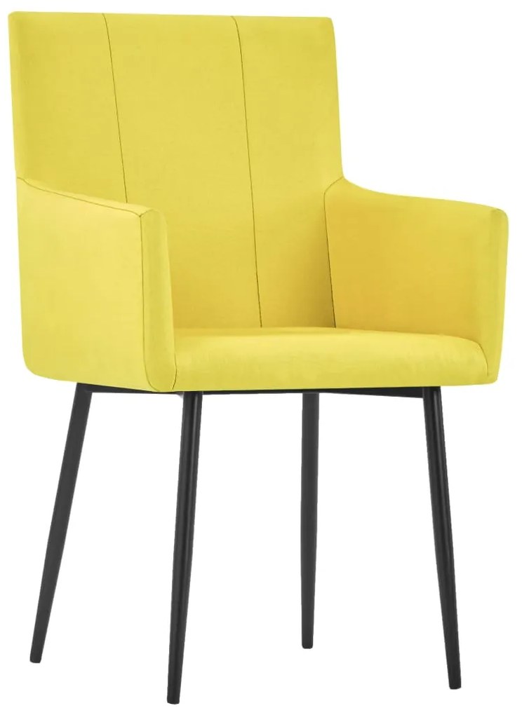 Jídelní židle s područkami 4 ks žluté textil - Default Title