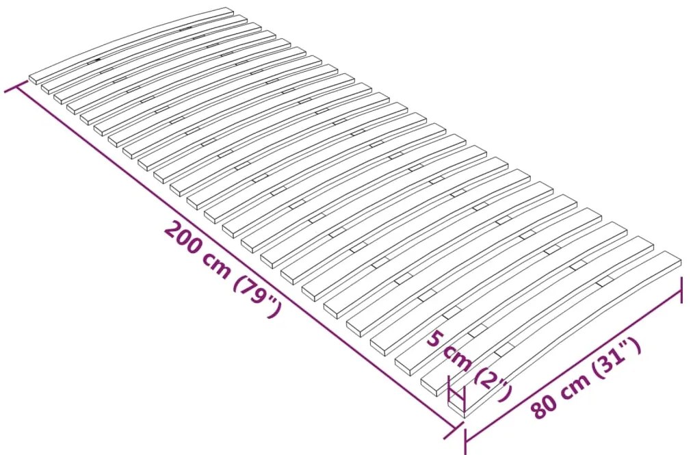 Lamelový rošt postele s 24 lamelami 80 x 200 cm - Default Title