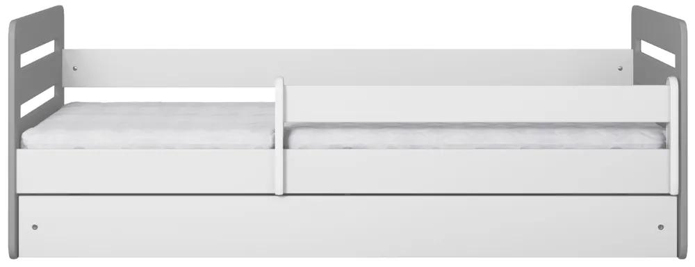 Benlemi Šedá jednolůžková postel TOMI do dětského pokoje Zvolte rozměr: 80x160 cm, Zvolte matraci: Bez matrace, Zvolte šuplík: Se šuplíkem