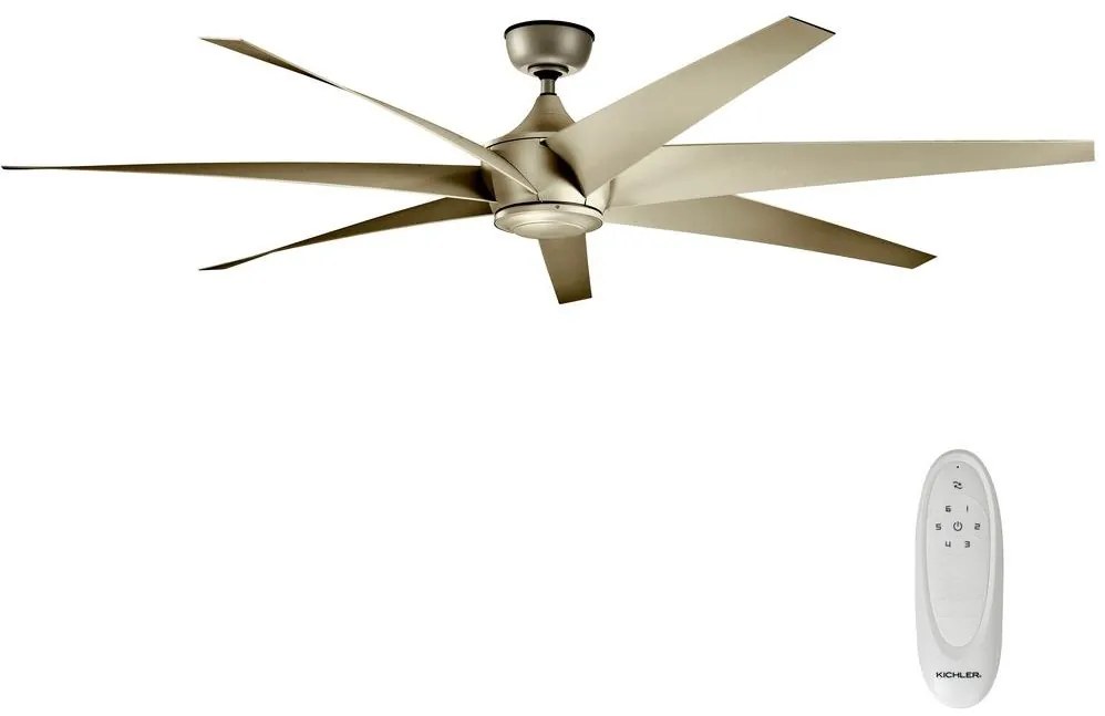 Elstead Kichler KLF-LEHR-80-AS - Stropní ventilátor LEHR IP44 + dálkové ovládání KLF-LEHR-80-AS