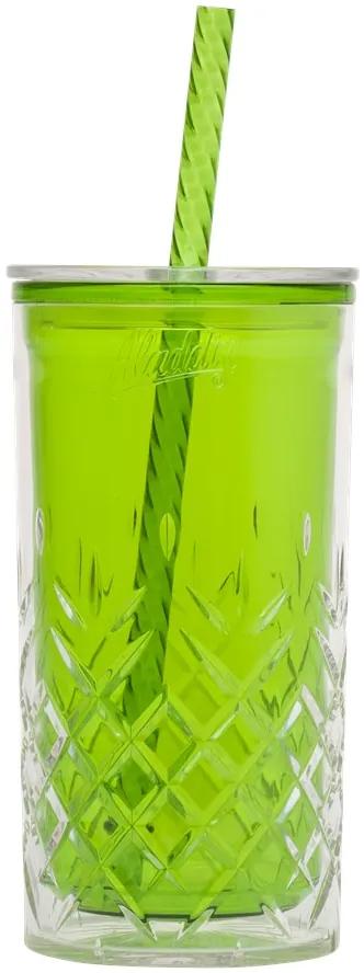 Plastový pohár s brčkem zelený