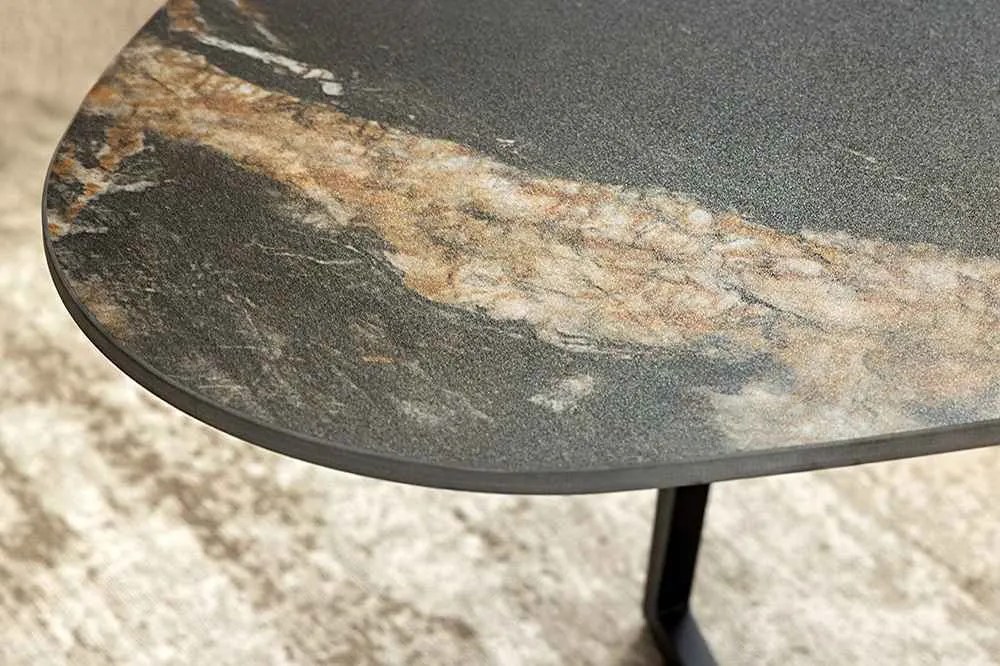 Keramický konferenční stolek Paquita 70 cm černý / pískový