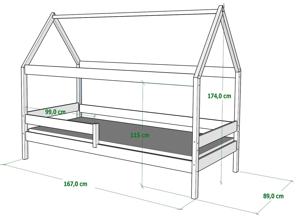 BabyBeds Dětská postel z masivu domeček borovice Velikost postele: 180x80 cm, Úložný prostor: Bez úložného prostoru Borovice