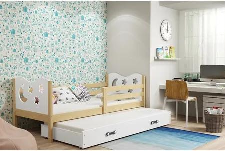 Dětská postel s výsuvnou postelí MIKO 200x90 cm Bílá Borovice