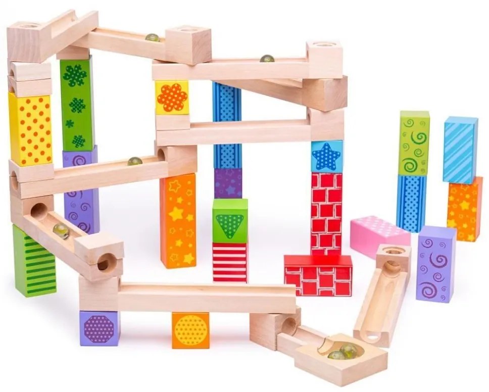 Bigjigs Toys Dřevěná kuličková dráha barevná BJ786