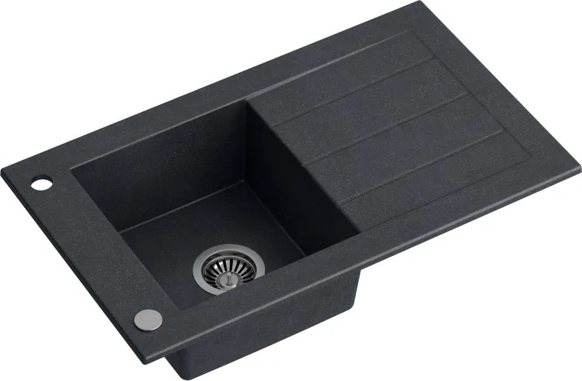 QUADRON Černý kuchyňský granitový dřez WILL bez baterie