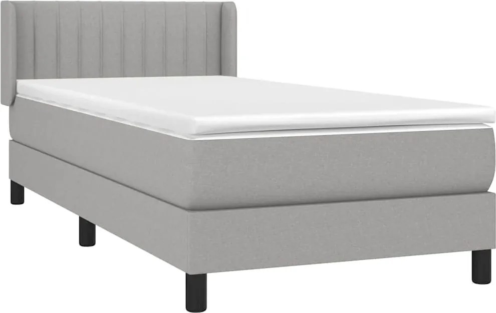 Box spring postel s matrací světle šedý 100 x 200 cm textil 3129849