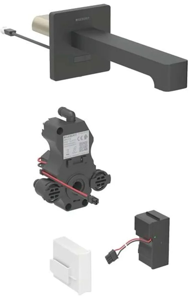 Geberit Brenta - Elektronický umyvadlový ventil pod omítku, pro studenou vodu, síťové napájení, easy to clean, matná černá 116.271.14.1