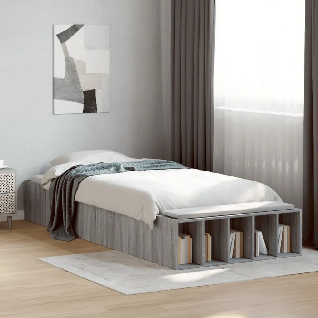Rám postele šedý sonoma 75 x 190 cm kompozitní dřevo 3280627