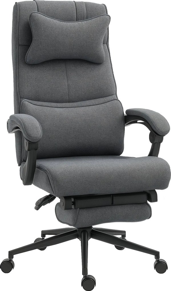 Vinsetto Ergonomická a polstrovaná kancelářská židle s nastavitelnou výškou, studentská židle s područky, hlavovou opěrkou, opěrkou nohou a 5 kolečky,