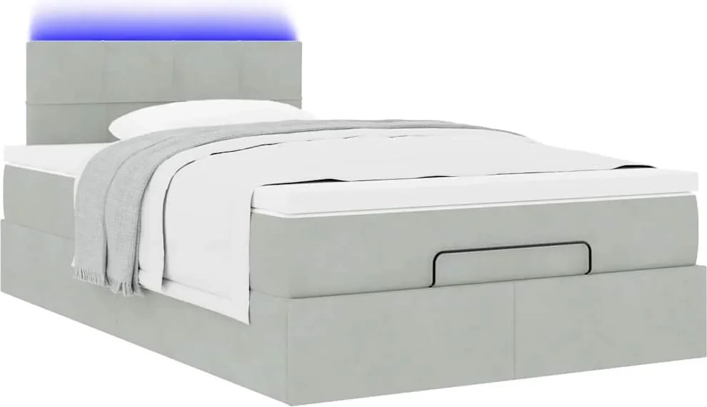 Osmanský rám postele s matrací světle šedá 120x200cm samet 3312614