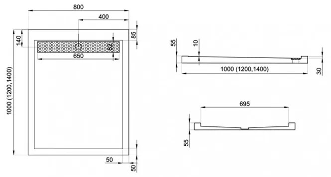 Polimat Obdélníková akrylátová sprchová vanička West 100x80 (120x80, 120x90, 140x80) Barva: Bílá, Rozměry (cm): 120x80