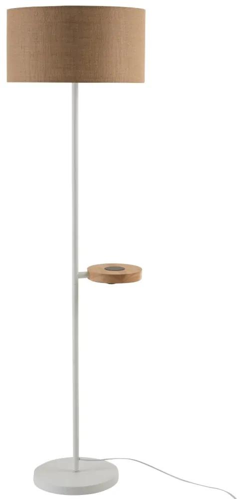 Bílá kovová stojací lampa s nabíjením na telefon Metvit-  Ø 45*166cm / E27