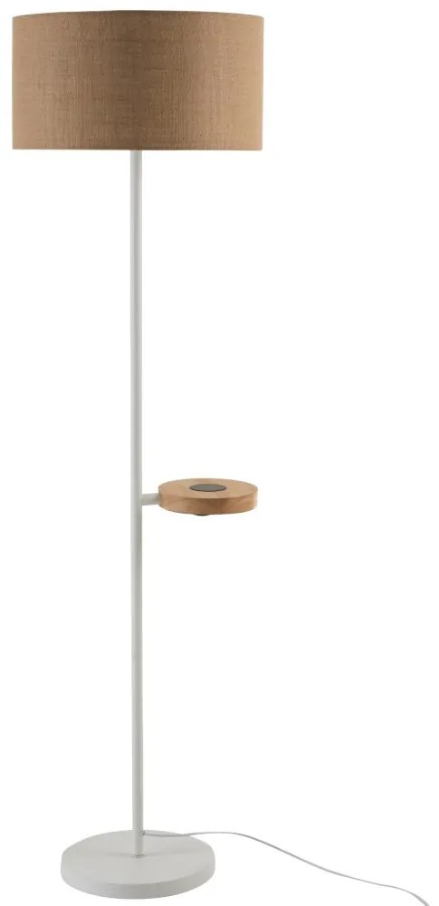 Bílá kovová stojací lampa s nabíjením na telefon Metvit- Ø 45*166cm / E27