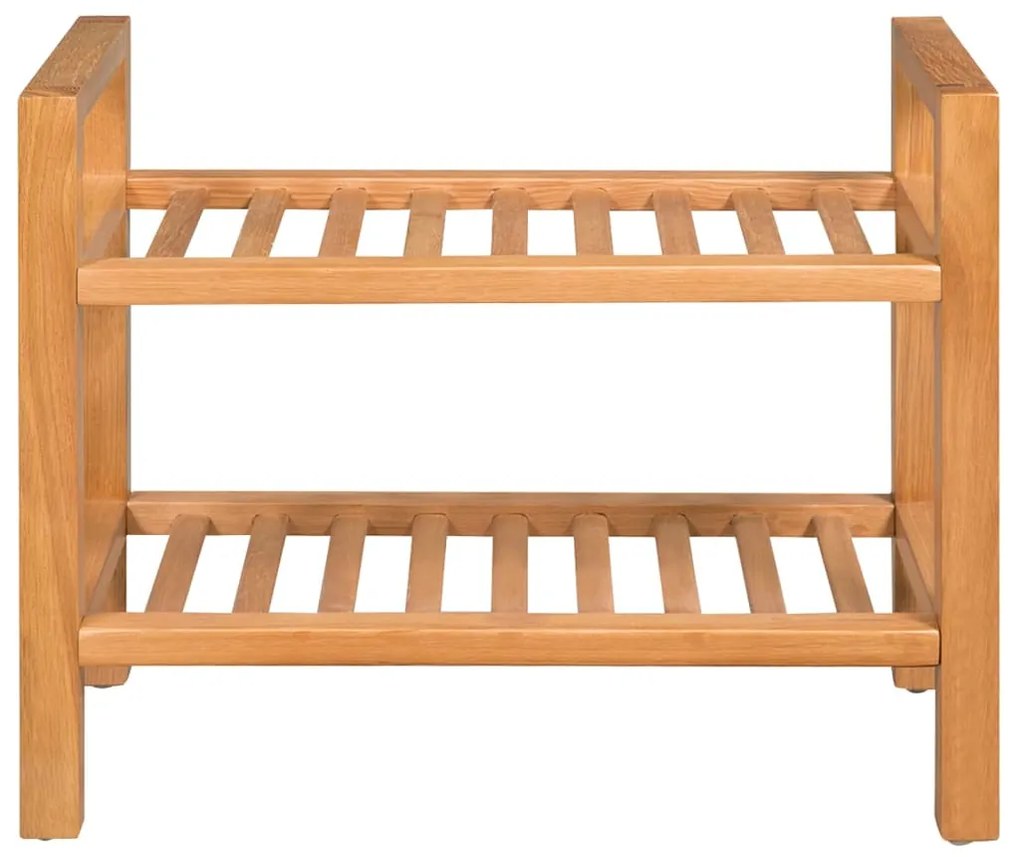 Botník s 2 policemi 50 x 27 x 40 cm masivní dubové dřevo 244208