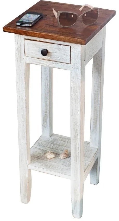 DNYMARIANNE -25% Moebel Living Bílý dřevěný odkládací stolek Lilly 25 x 30 cm