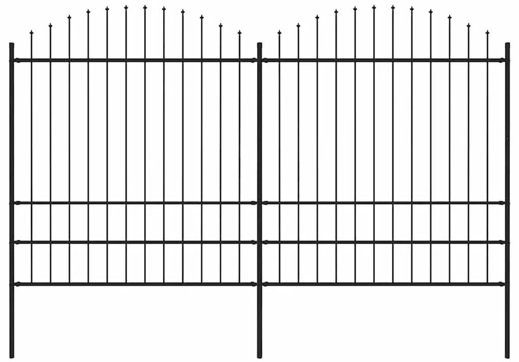 Zahradní plot s kopím nahoře ocelový 337 x 200 cm černý 277749