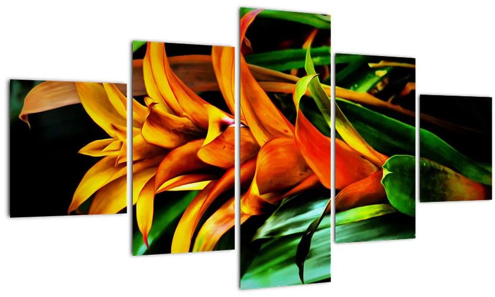Obraz oranžové kytice (125x70 cm)