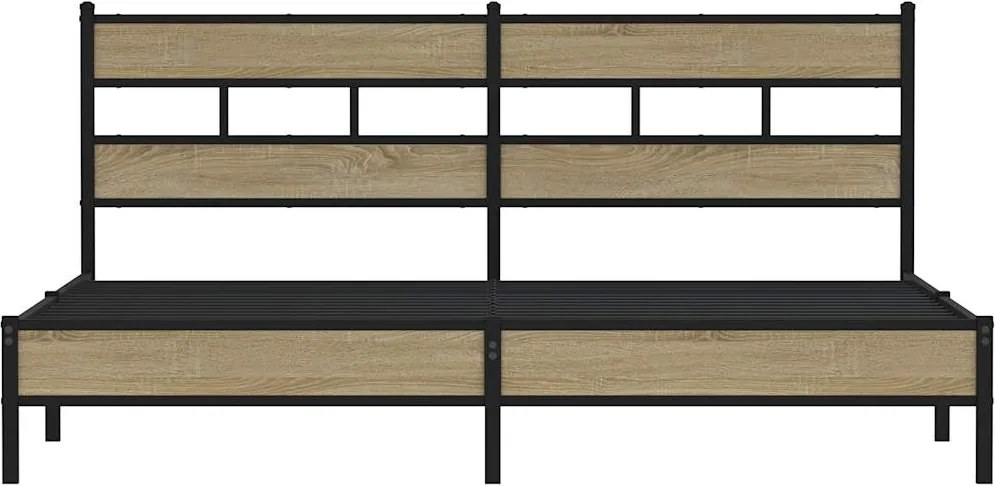 Kovový rám postele bez matrace dub sonoma 200 x 200 cm 3308498