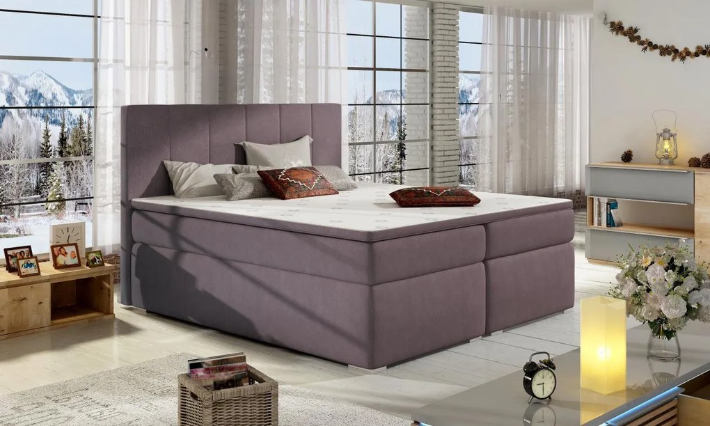 ZETKA BOLERO 180x200 moderní boxspring postel s úložným prostorem fialová 180 x 126 x 205 cm
