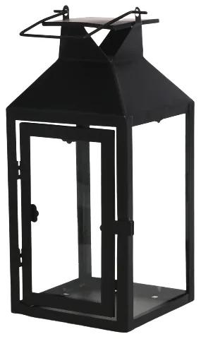 Černa kovová lucerna na svíčku,13x28 cm velikost: 28 cm