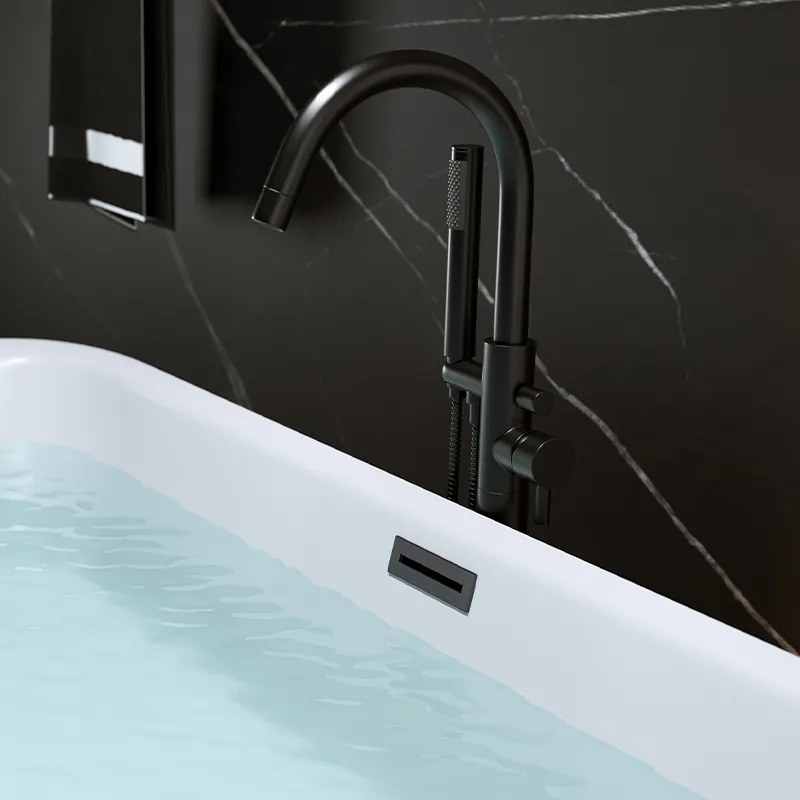 BPS-koupelny Volně stojící akrylátová vana HYD-VIA511C 170x80 bílá, odtokový komplet černý