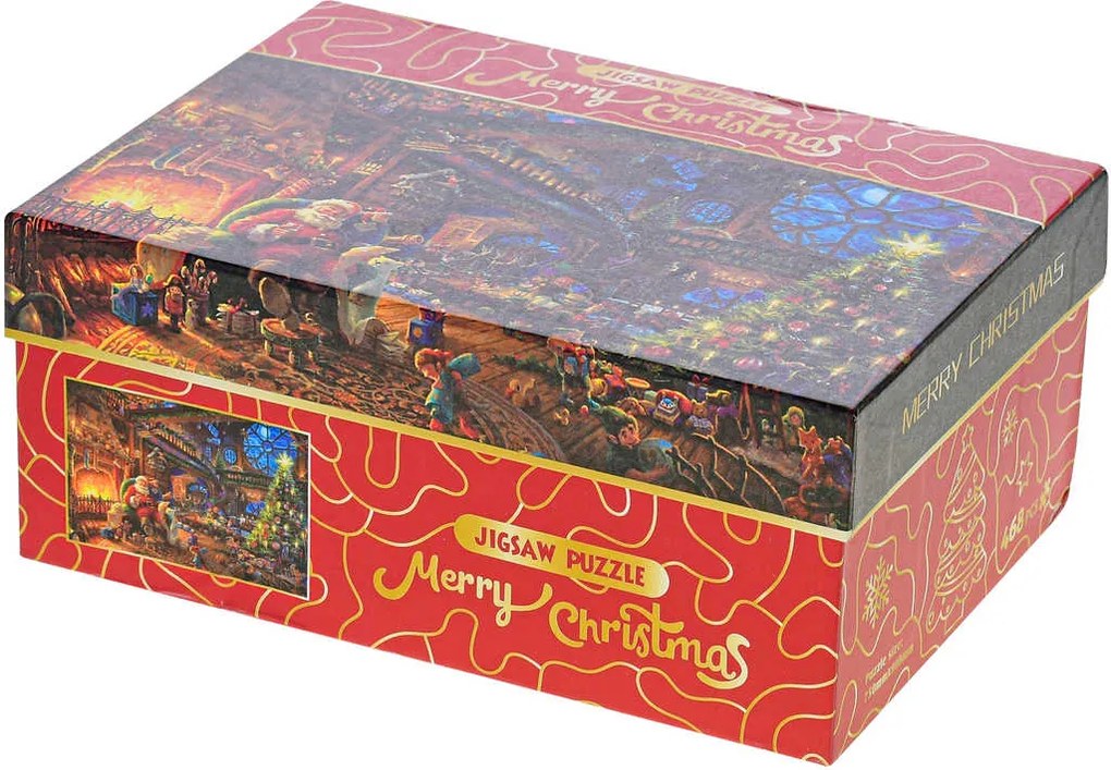 _Ostatní 1_ PUZZLE Merry Christmas U Santy doma 75x50cm 468 dílků skládačka v krabici 81308