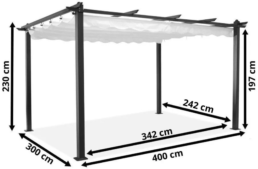 Barbados terasová pergola 3x4 m Garden Point woodlike-béžová