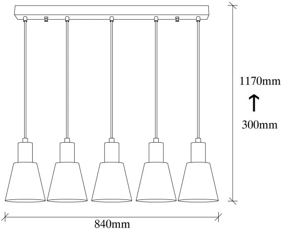 Lustr na lanku KEM 5xE27/40W/230V černá